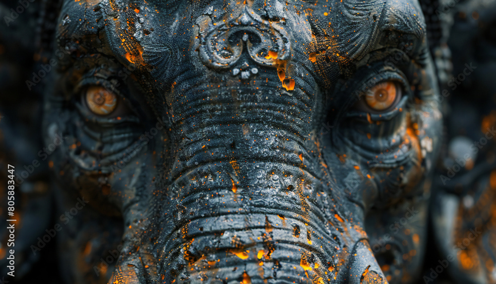 Recreation of frontal indian elephant head statue Stock Photo | Adobe Stock