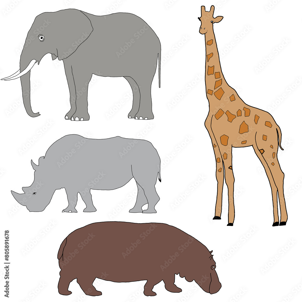 Wild Animal Set | Wild Animals Pack | Jungle Animals Stock Illustration ...