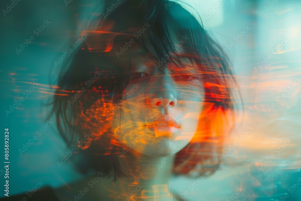 Distorted sight, View of an individual with a blurred vision distortion ...