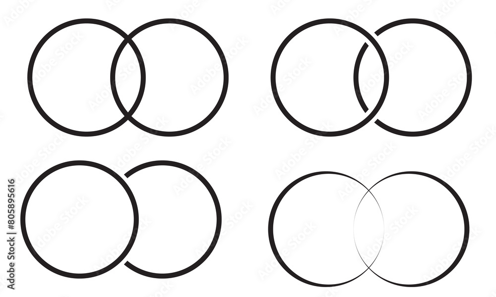Intersecting, overlapping circles, rings element. Vector illustration ...