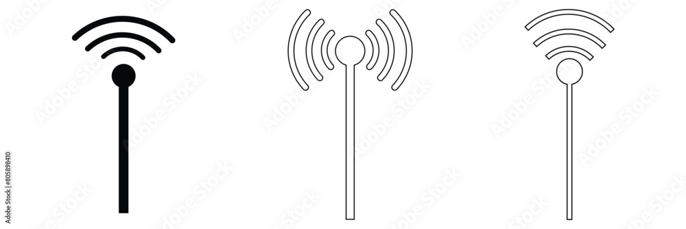 Antenna line icon set. Radio antenna black linear vector isolated on ... Antenna line icon set. Radio antenna black linear vector isolated on ...