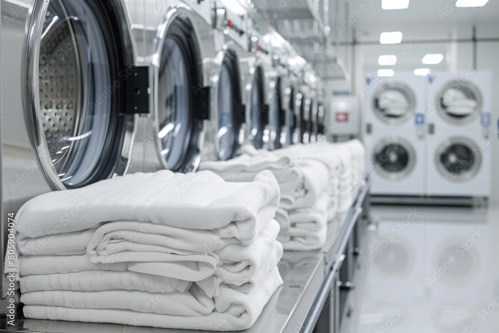 Professional laundry service providing clean white linens for ...