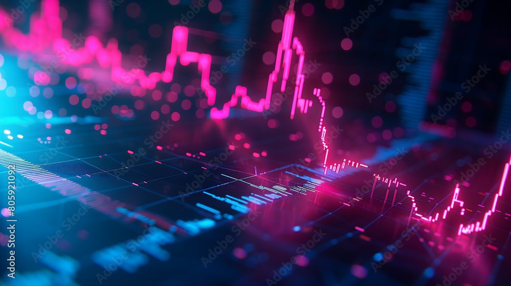 Abstract blue technology communication concept. Stock market, economic ...