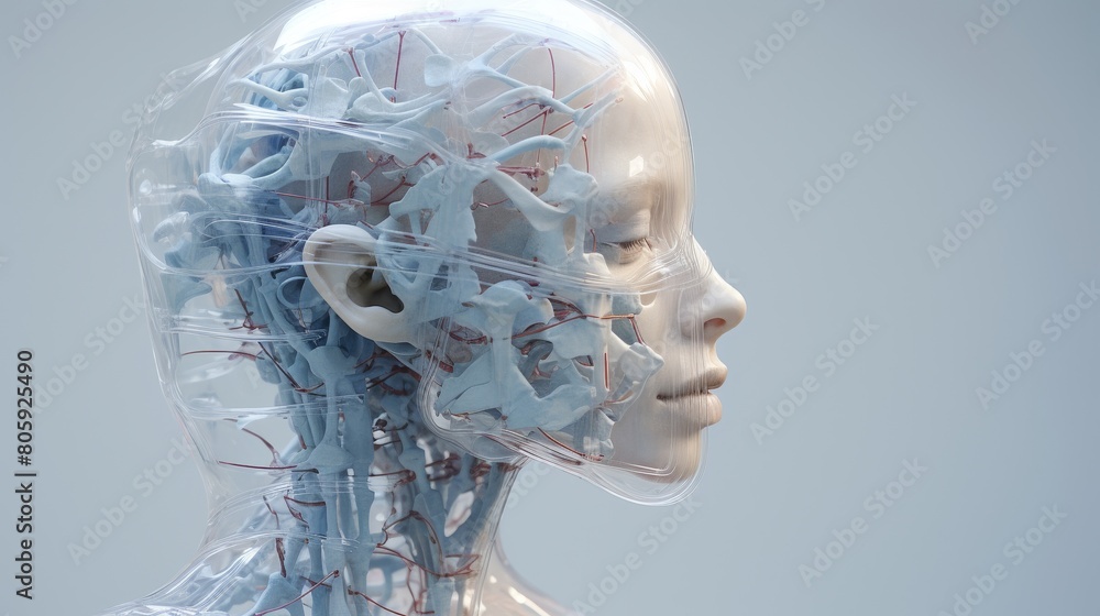transparent human head with internal anatomy Stock Illustration | Adobe ...