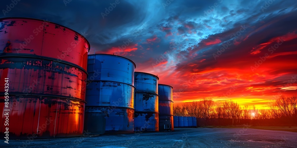 Storage Tanks for Crude Oil at Oil Well Industrial Site. Concept Oil ...