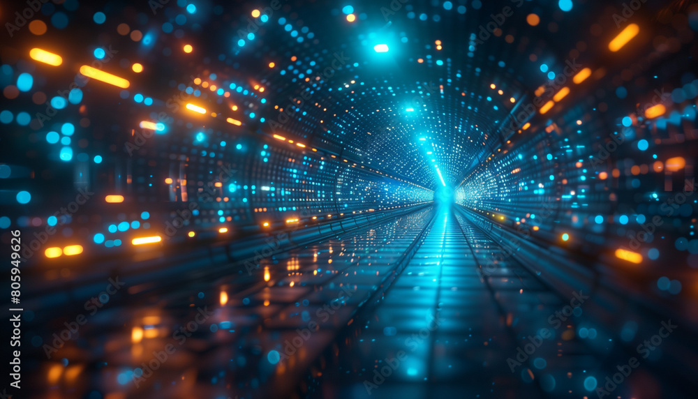 Digital binary code matrix wall art background in 3D rendering of a ...