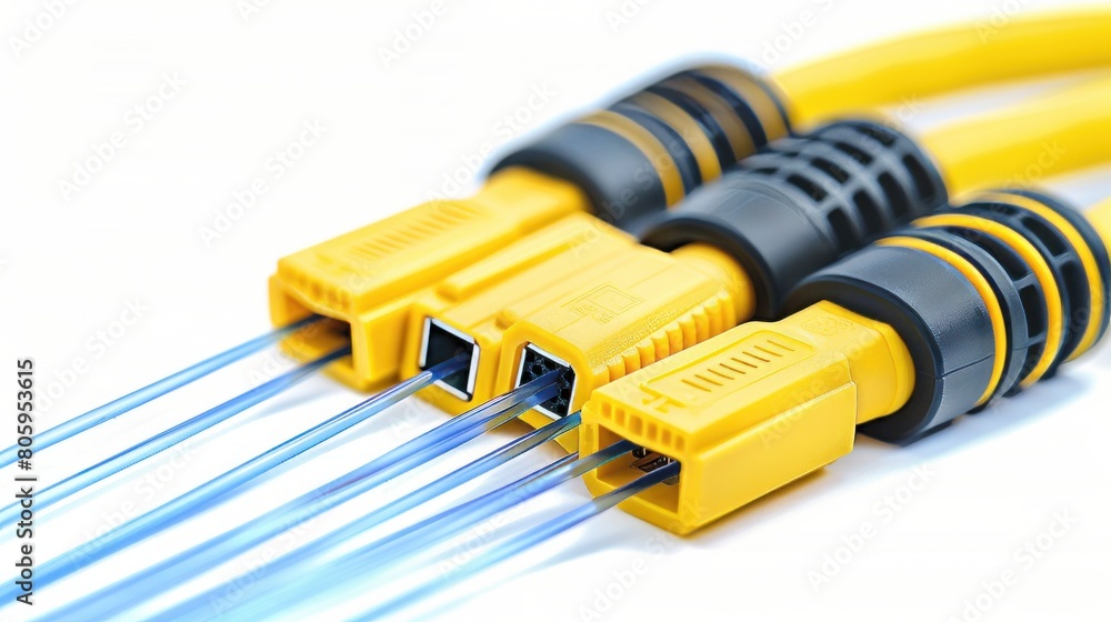 Set of Optical fiber patch cord cables with LC connectors Stock Photo ...