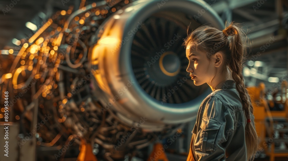 Under the towering jet engine A female trainee aircraft maintenance engineer will learn her ...