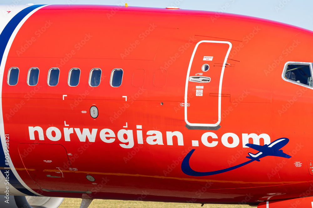 Salzburg, Austria - January 27, 2024: Norwegian airlines company logo ...