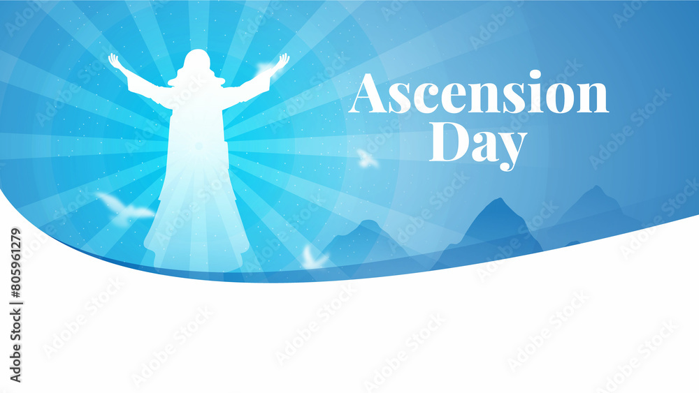 Ascension Day blue digital banner design with Jesus Christ in the sky ...