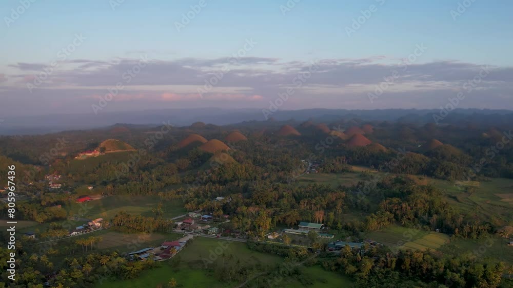 4K Aerial drone video of magical Chocolate hills, a unique geological ...