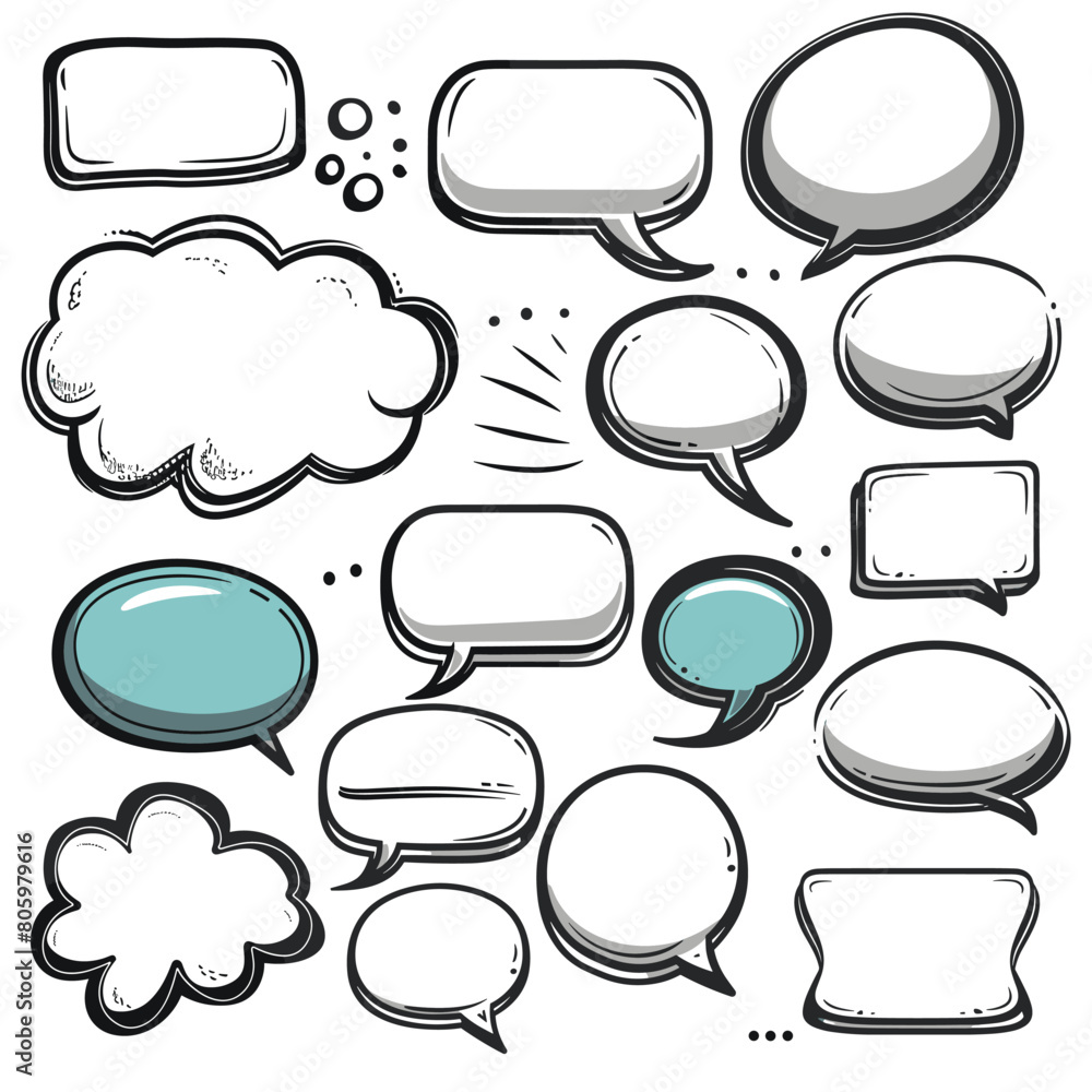 Collection speech bubbles, various shapes comic conversation elements ...