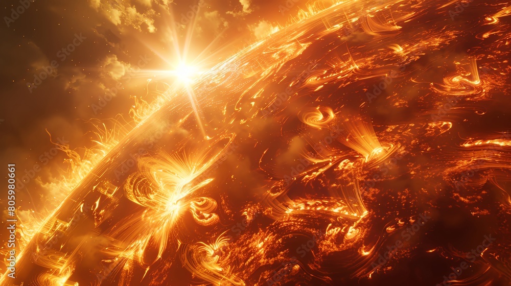 Capture the intense, fiery glow of a solar flare in a dynamic CG 3D ...