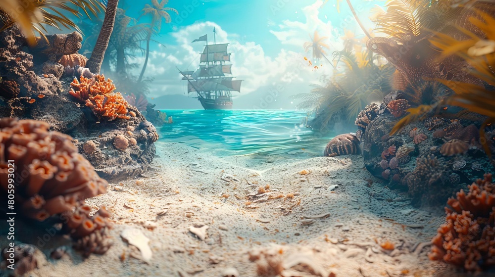 Physical structures, Building a beach scene, a shipwreck, or a coral ...