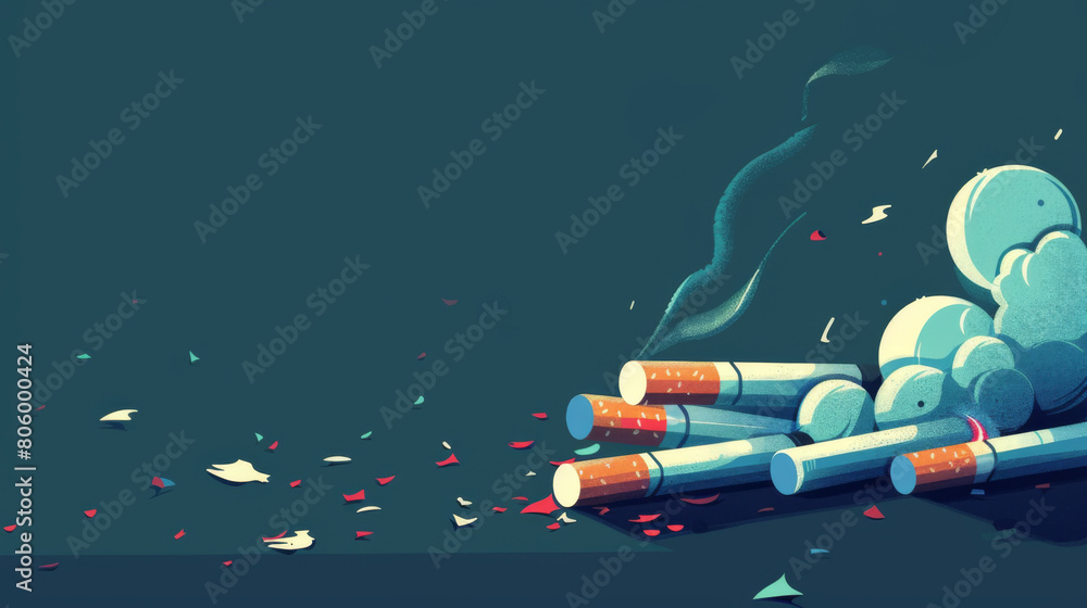 An intriguing digital art piece showing a cluster of cigarettes amidst ...