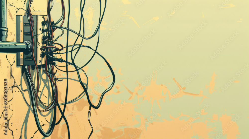 An illustration of an industrial electrical panel with a complex ...