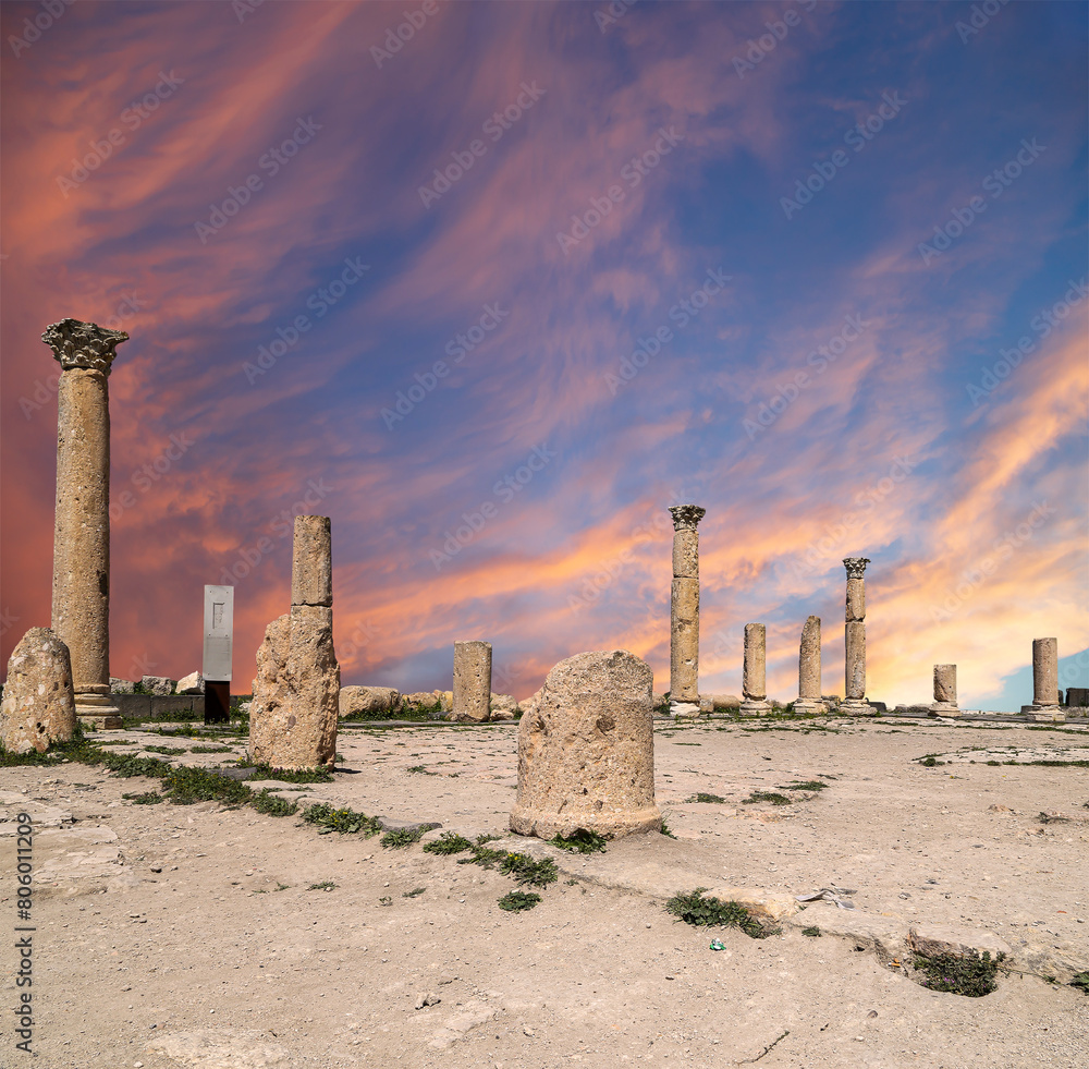 Roman ruins at Umm Qais (Umm Qays)--is a town in northern Jordan near ...