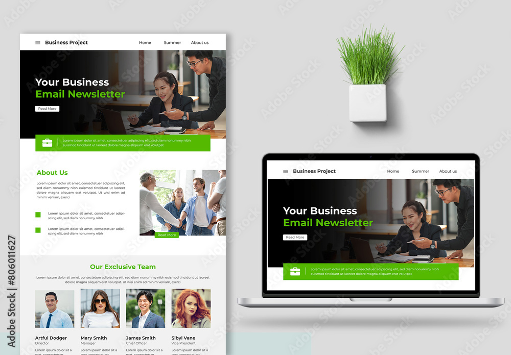 Business Email Newsletter Template Layout Stock Template | Adobe Stock