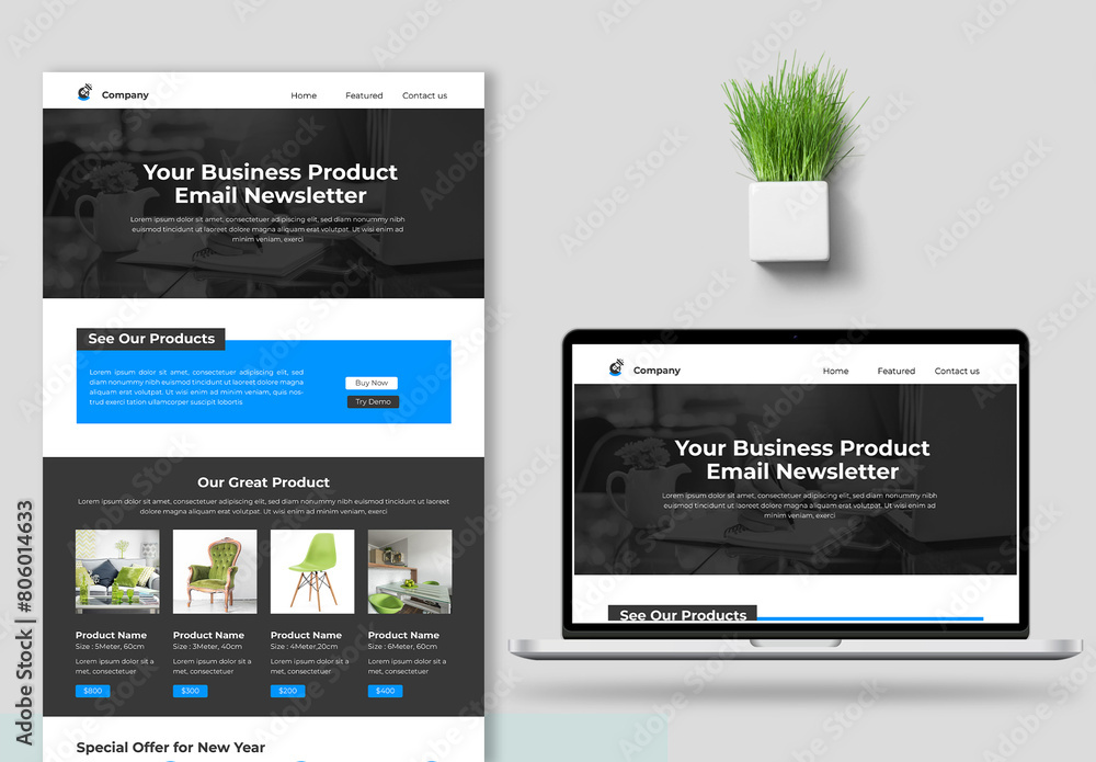 Business Email Newsletter Layout Stock Template | Adobe Stock