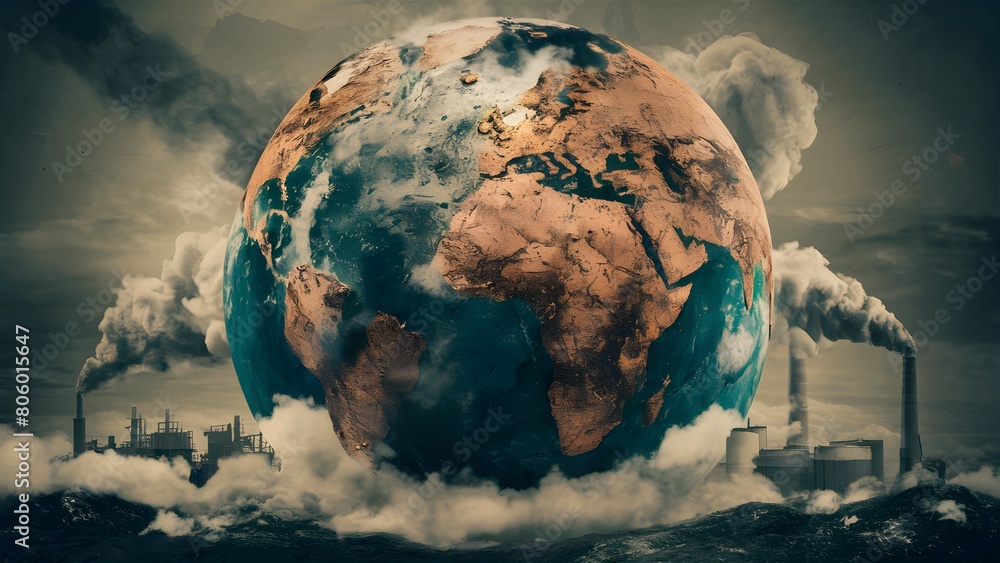 Environment air pollution concept, Earth ecology issues, global warming ...