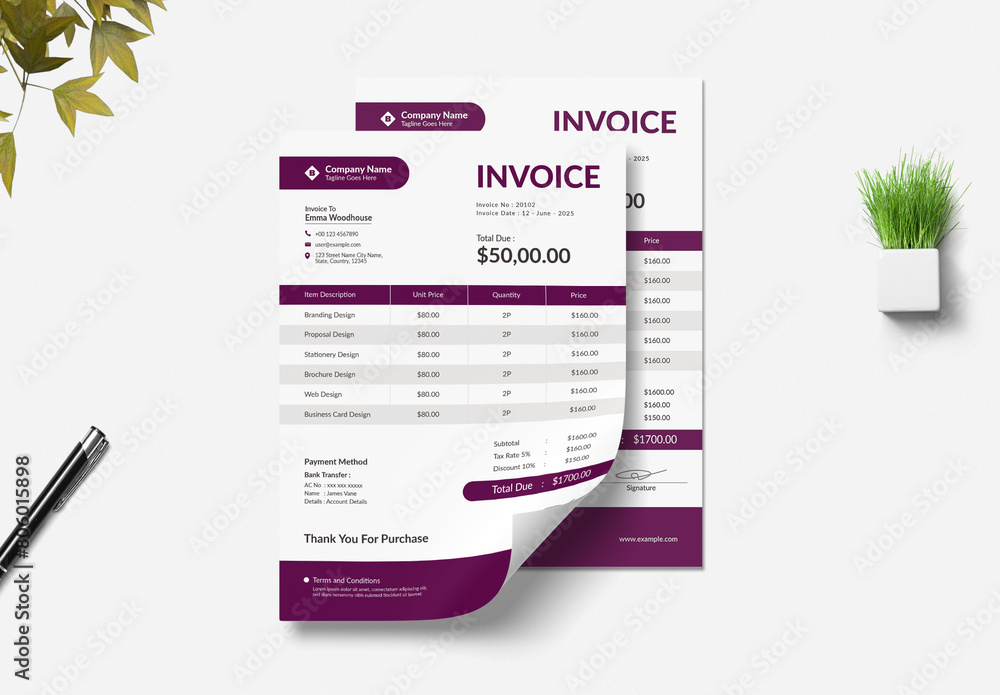 Simple Invoice Layout Stock Template | Adobe Stock
