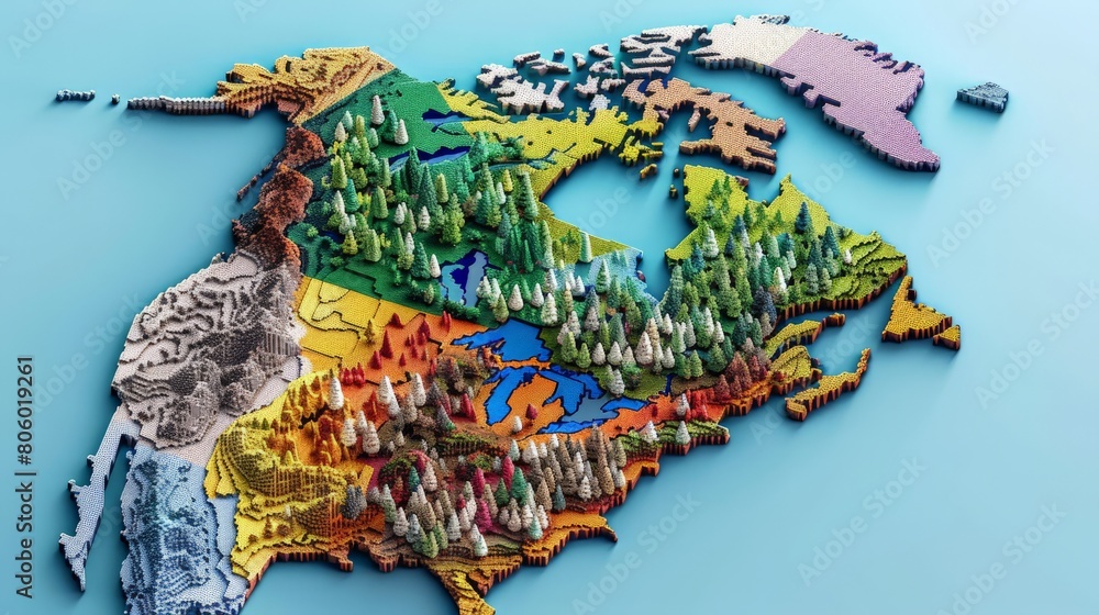View Canada states Maps 3D into captivating voxel art, adding a ...