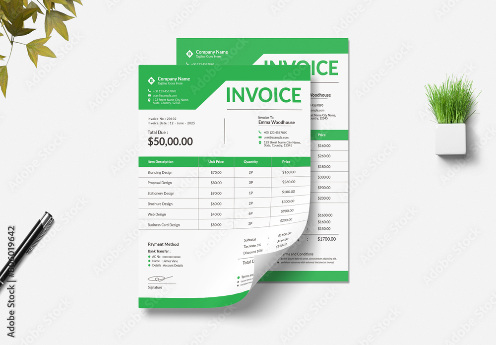 Invoice Template Layout Stock Template | Adobe Stock