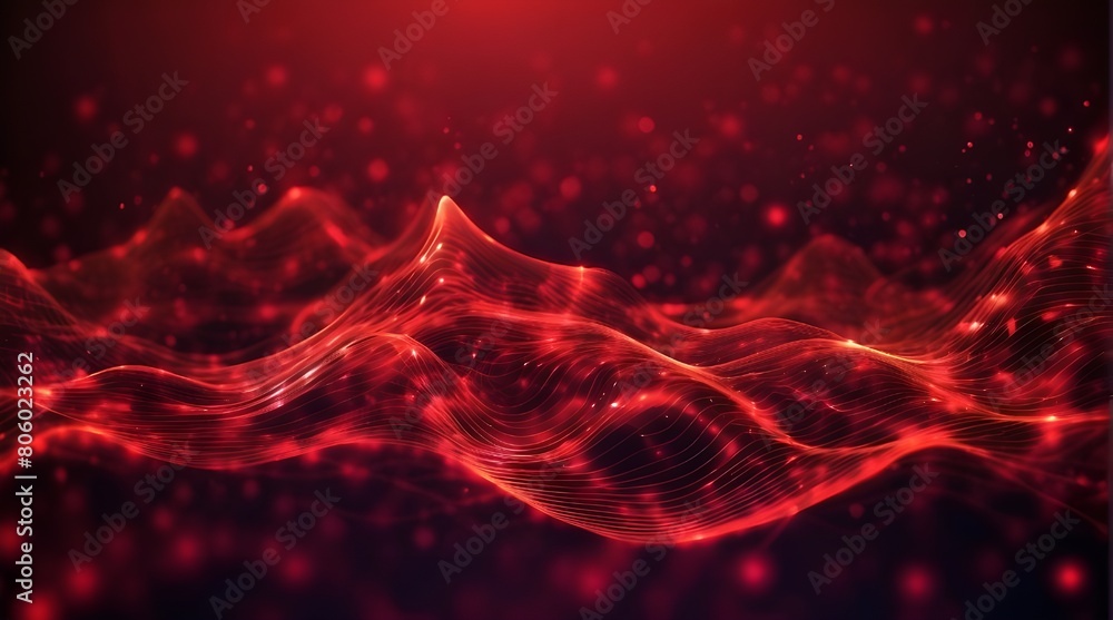 Abstract Red Tech Background Digital Waves Creating a Dynamic Design, Dynamic Digital Waves Red ...