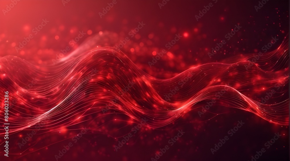 Abstract Red Tech Background Digital Waves Creating a Dynamic Design, Dynamic Digital Waves Red ...