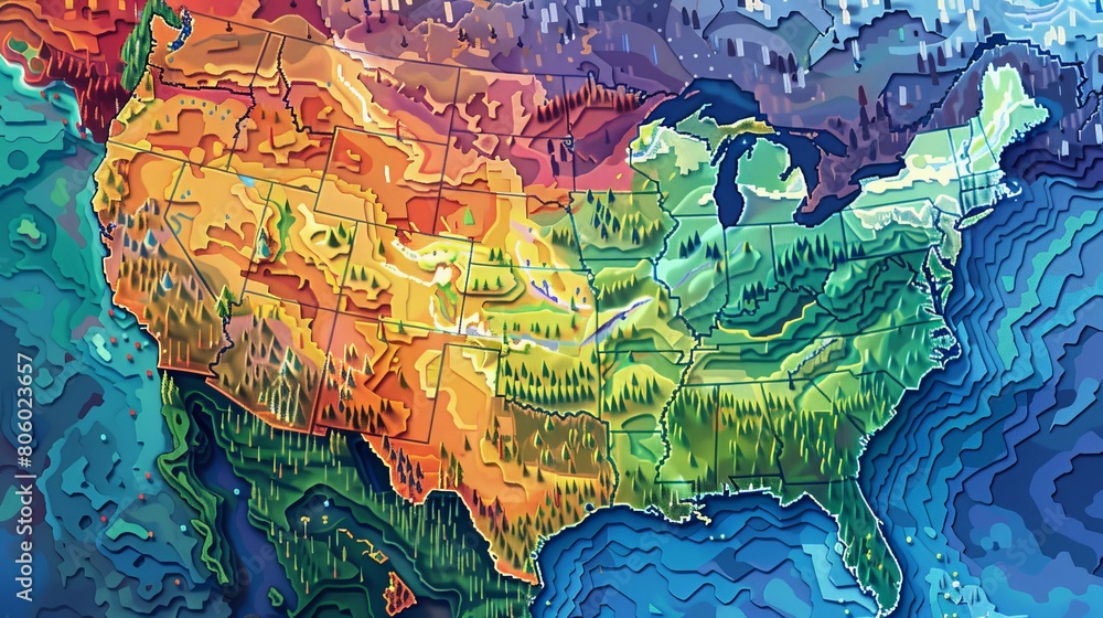 state map of America ,USA Showcase a larger-than-life, pixel art ...