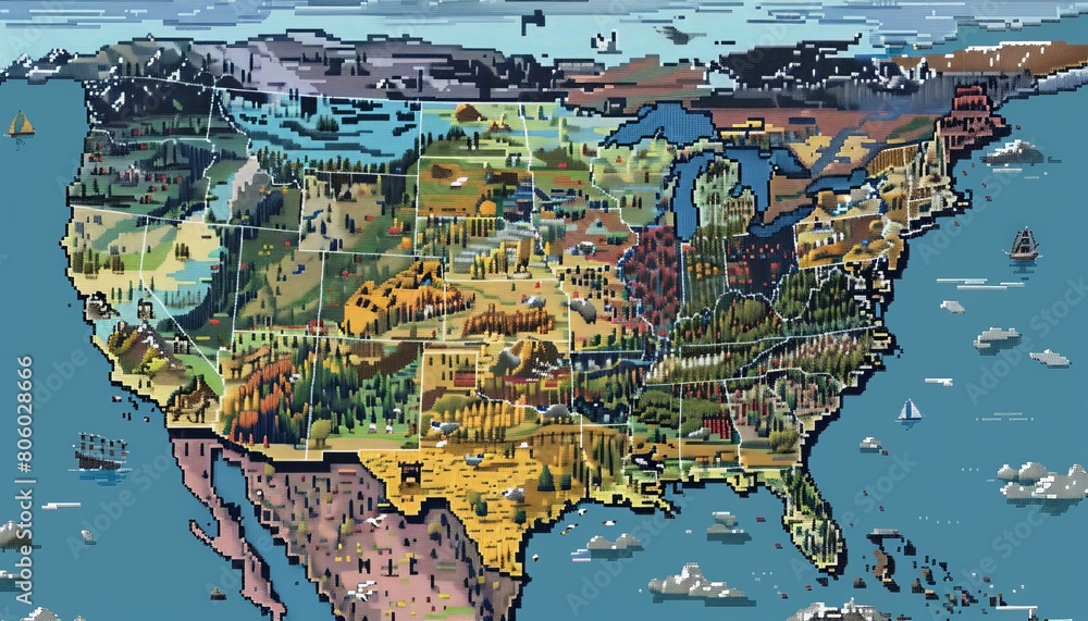 state map of America ,USA Bring to life Frontal View State Maps in ... state map of America ,USA Bring to life Frontal View State Maps in ...