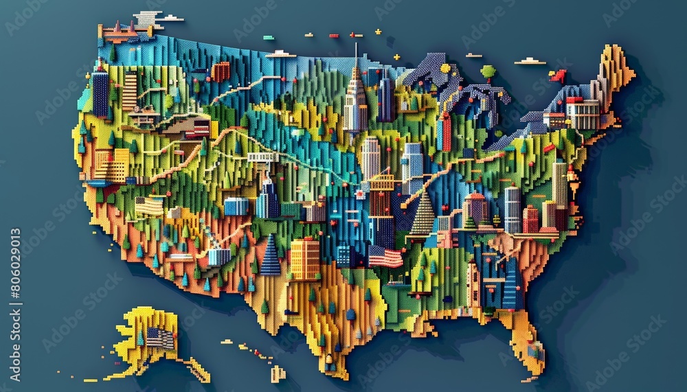 state map of America ,USA Bring to life Frontal View State Maps in ... state map of America ,USA Bring to life Frontal View State Maps in ...