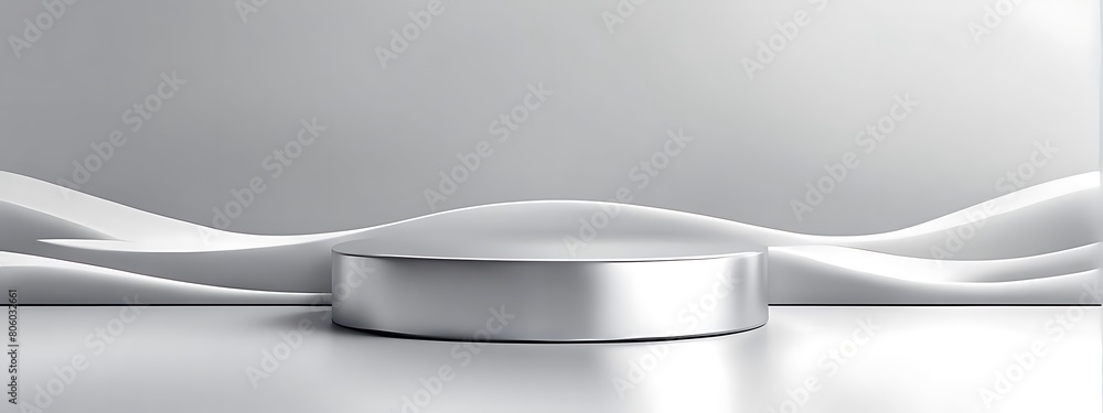 Podium silver metal platform 3D stage pedestal stand background product ...