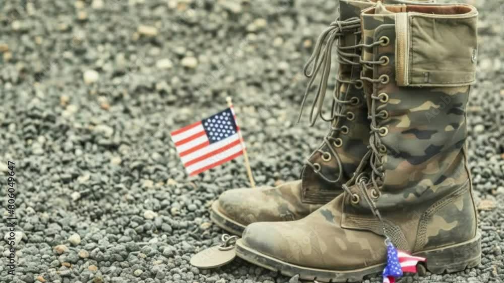 us army boots and american flag memorial day Stock Video | Adobe Stock