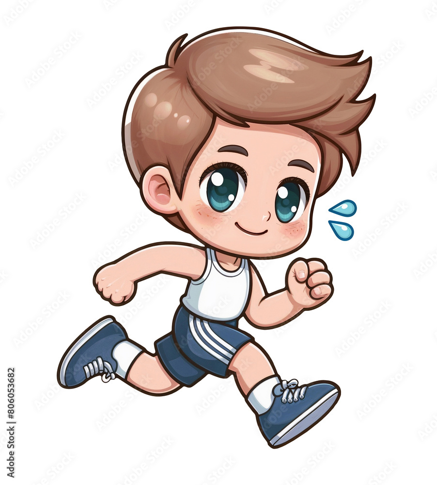 Cartoon child running isolated on transparent background. AI Stock ...