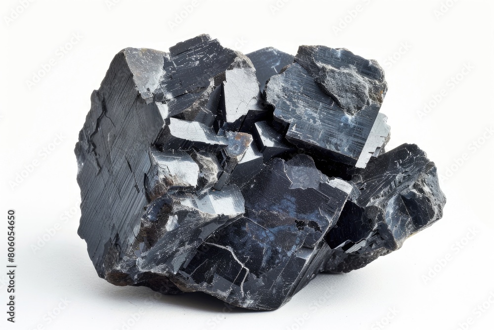 Galena: A Lead Ore Mineral from Bulgaria - Isolated on White Background ...