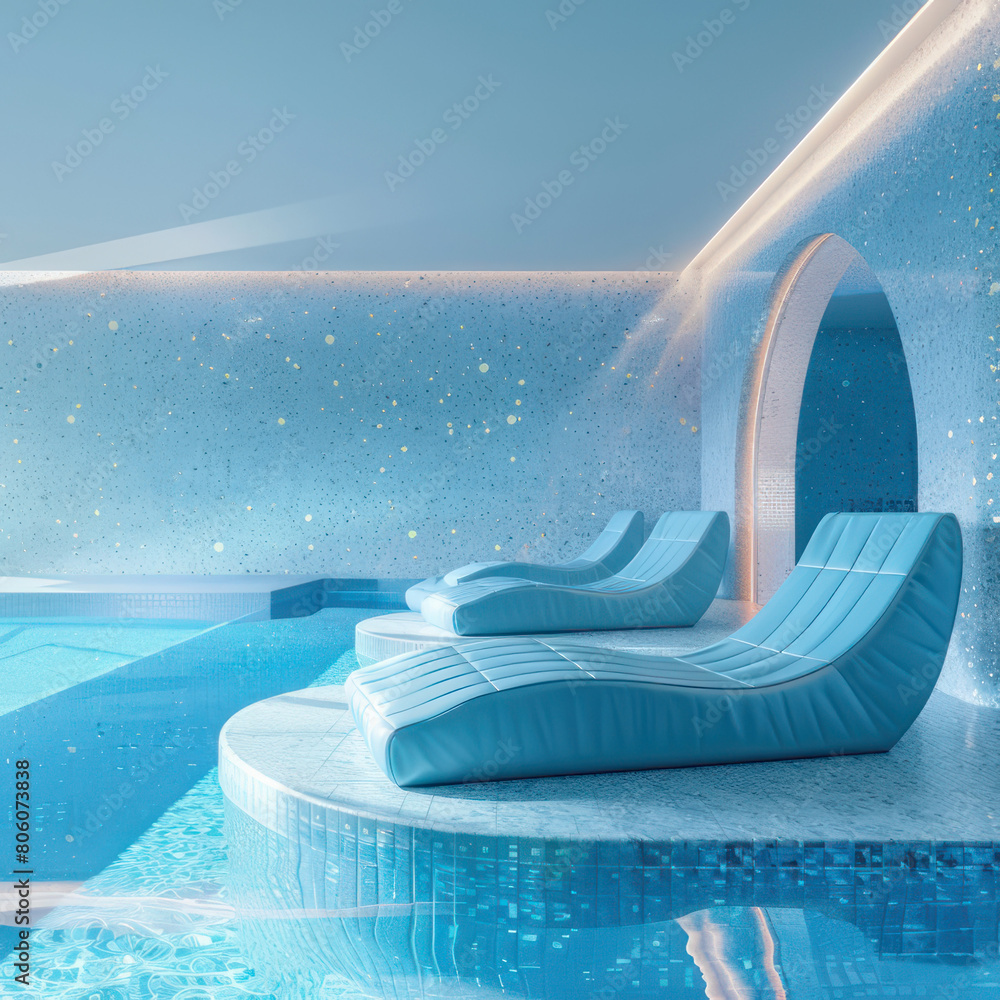Luxury interior design 3D rendering of modern beach house or hotel ...