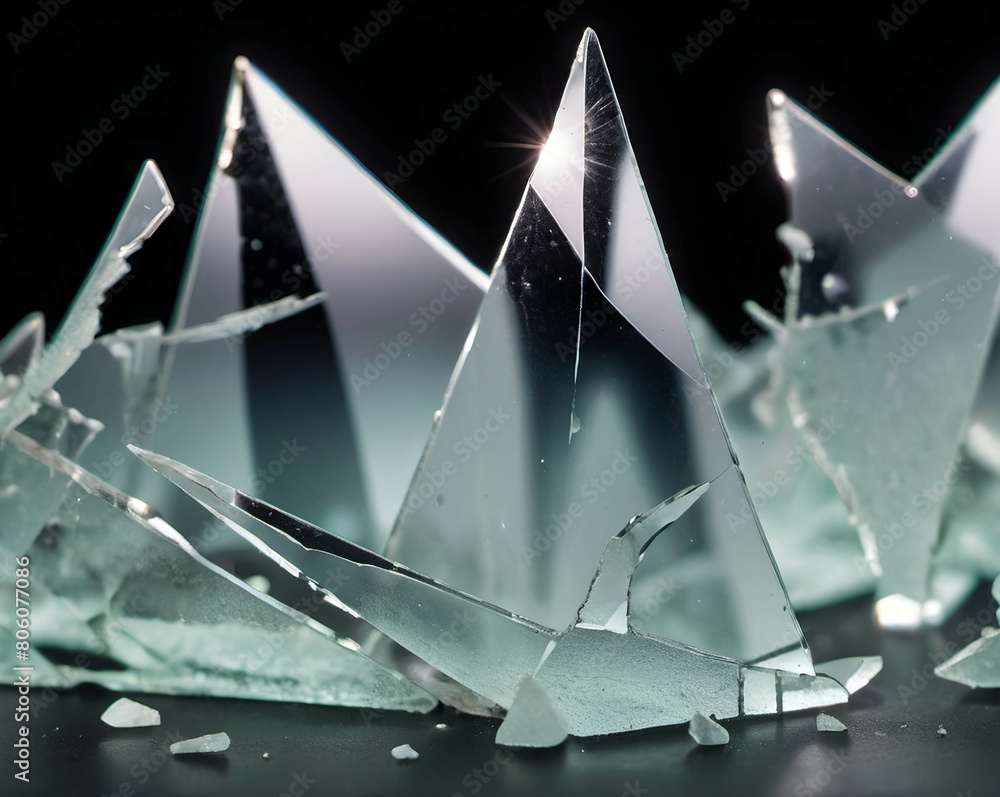 a broken, reflective glass shard. Create images that are unusual and ...