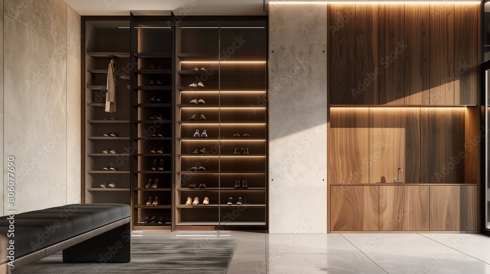 Customized door with a built-in shoe rack or storage cabinet for ...