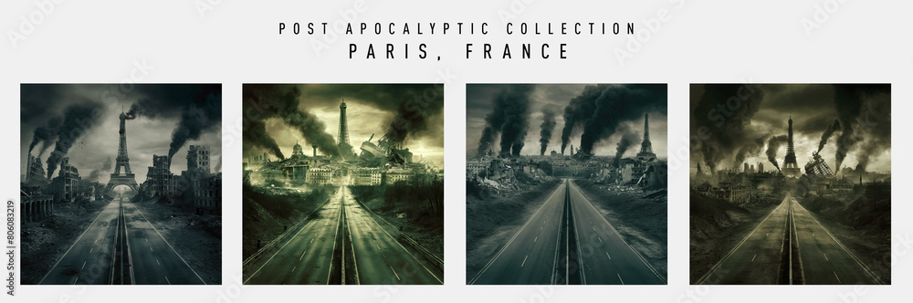 Post Apocalyptic cinematic fictional Paris, France city skyline ...