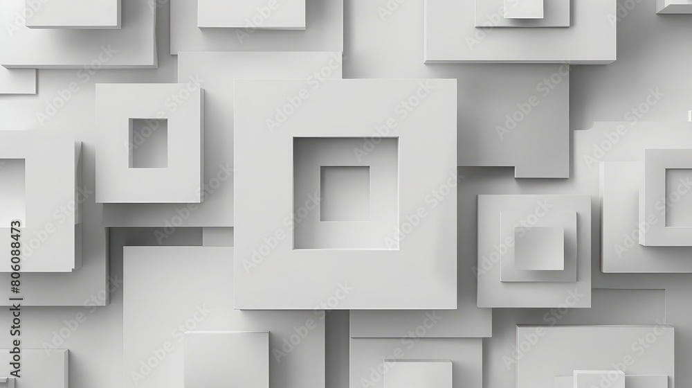 Abstract 3d Modern Square Background White And Grey Geometric Pattern Texture Art Illustration