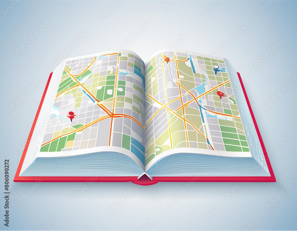 Travel Guide Gook. Map. Close Up. Travel and tourism. Book with a map ...