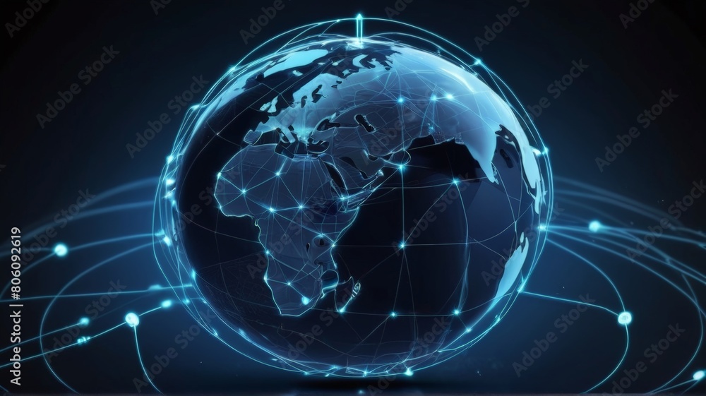 Global Data Network. High-Resolution Tech Map Suitable for Background ...