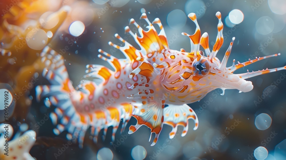 Orange and white fish with spiky fins Stock Photo | Adobe Stock
