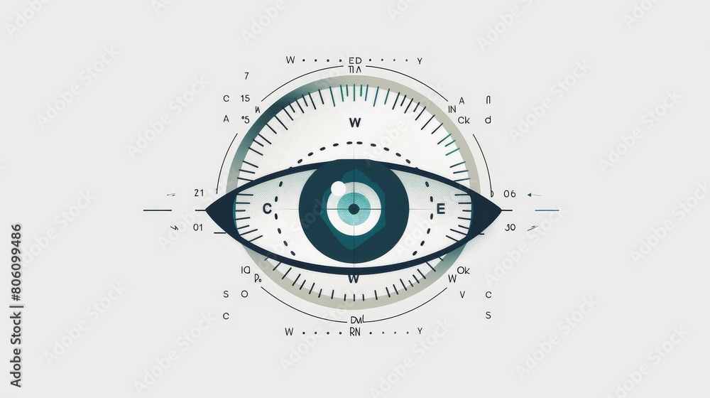 Minimalistic eye chart with a modern twist, incorporating subtle ...