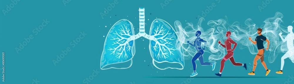 Fitness and wellness themed poster, highlighting lungs and aerobic ...