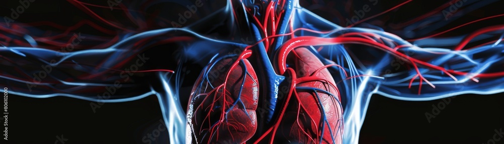Detailed educational poster of the human circulatory system, showing ...