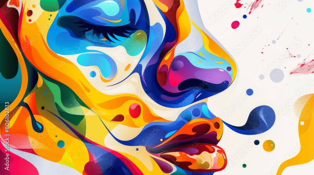 Artistic representation of a nose using abstract shapes and vibrant ...