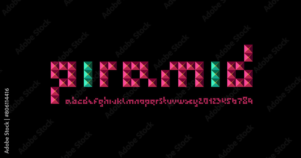 3D square font, geometric alphabet, trendy letters and numbers made in ...