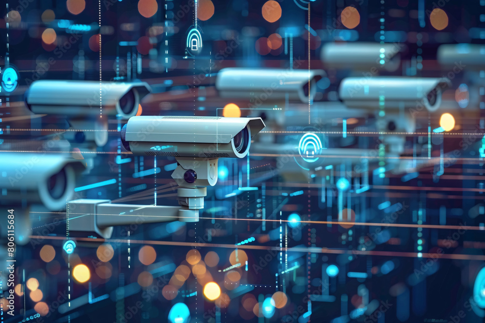 Advanced Sovereign AI system monitoring surveillance cameras ...